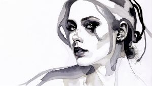 Bold Black-and-White Ink Portrait - MarieN - Paintings & Prints, People ...