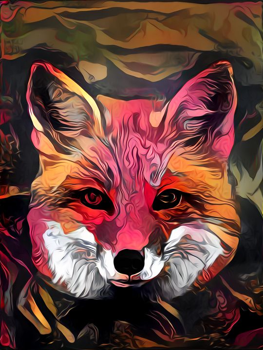 Artificial Fiery Fox - Portrait - 02 - Fox Art - Digital Art & AI ...