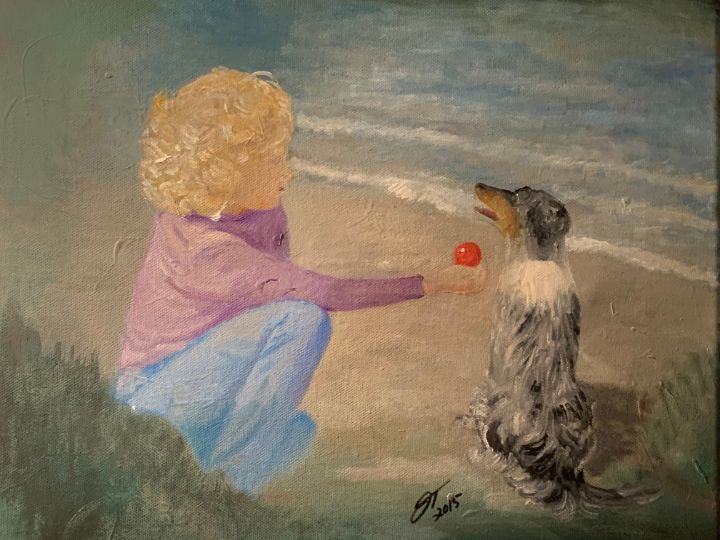 Here’s your ball - Art By Jennifer Spettigue Thomas - Paintings ...