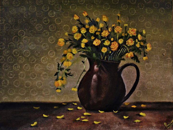 Yellow Button Roses - Praisey Peter Art - Paintings & Prints, Still ...