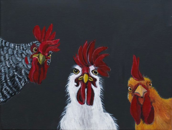 Judgmental chickens - Brandee’s acrylic art - Paintings & Prints ...