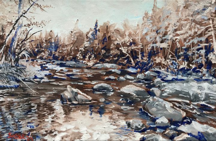 Black River in Umber and Blue - Scott Sager - Paintings & Prints ...