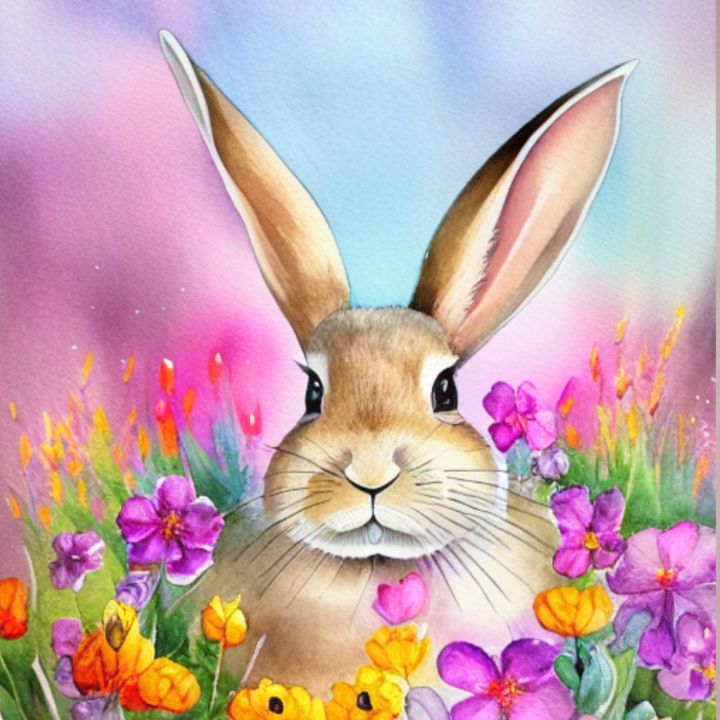 Flowery rabbit - imaginart - Drawings & Illustration, Animals, Birds ...
