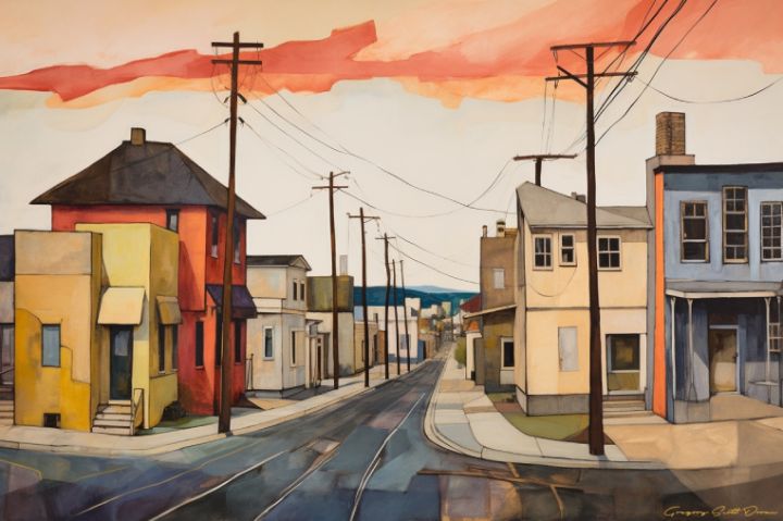 Main street Rural town - Gregory Scott Doran - Digital Art, Landscapes ...