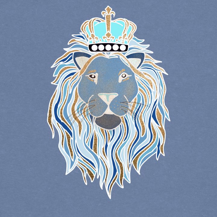 Blue & Gold Lion Illustration - The prints loft - Drawings ...