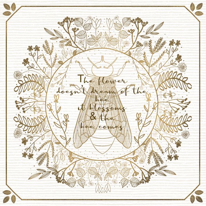 Gold Bee quote illustration - The prints loft - Drawings & Illustration ...