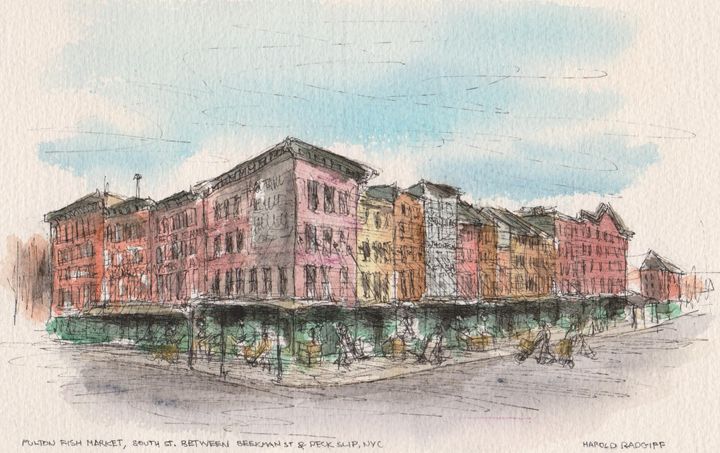 Fulton Fish Market - Harold Radgiff - Paintings & Prints, Places ...