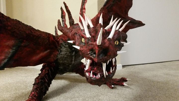 Red dragon predator - Dynamic mache - Sculptures & Carvings, Fantasy ...