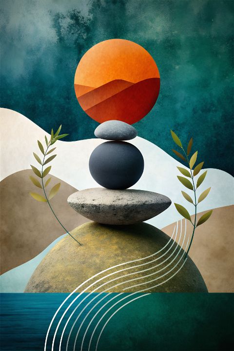 Stones of Serenity - Digital Art Creations - Digital Art & AI, Ethnic, Cultural, & Tribal, Asian ...