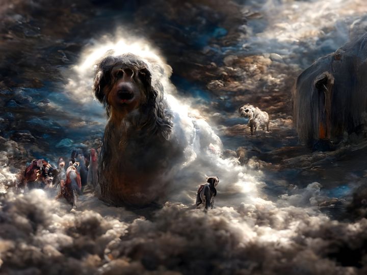 Dog Running to Heavens Gate - Animalfan's Animal Art - Paintings ...