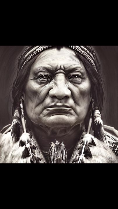Indigenous Chief Sitting Bull. - Indigenous Art Collection. - Digital ...