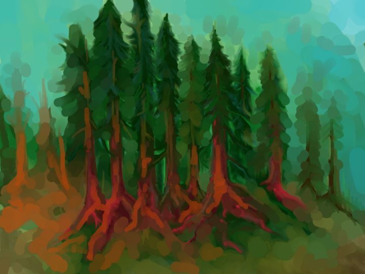 Red Forest - Borax's Watercolours and Drawings - Paintings & Prints ...