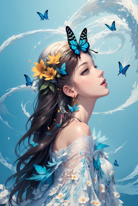 beautiful lady with butterfly - SamMelk - Digital Art, Fantasy ...