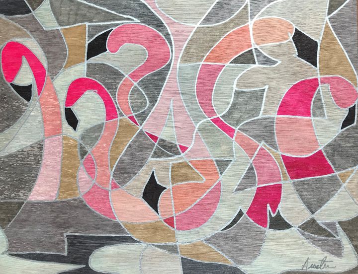 Pink - Jon Austin - Paintings & Prints, Abstract, Figurative - ArtPal