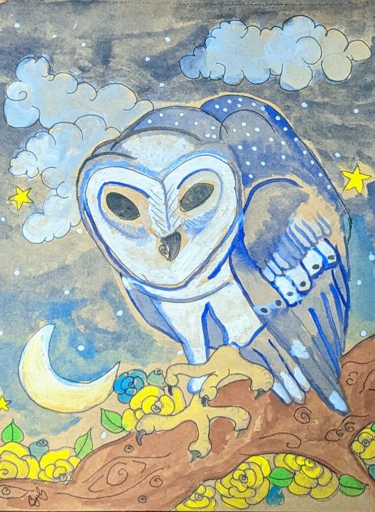 The old wise Owl - Barbara Gallagher - Drawings & Illustration, Animals ...