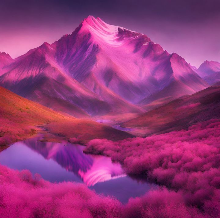 Pink Horizons - Hand-made & Top Grade - Digital Art & AI, Landscapes ...