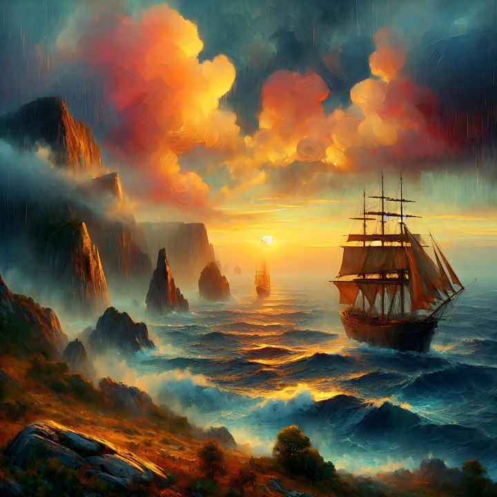 Sunset with fog_003 - Visual Art Now - Digital Art & AI, Landscapes ...