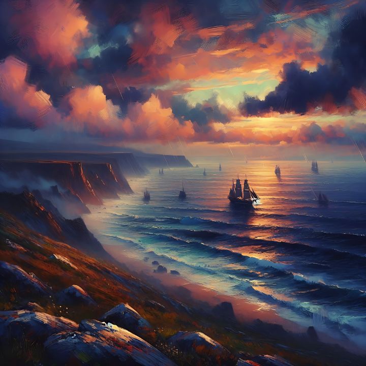 Sunset with fog_004 - Visual Art Now - Digital Art & AI, Landscapes ...