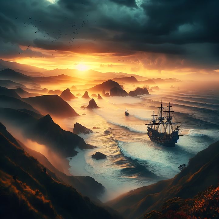 Sunset with fog_010 - Visual Art Now - Digital Art & AI, Landscapes ...