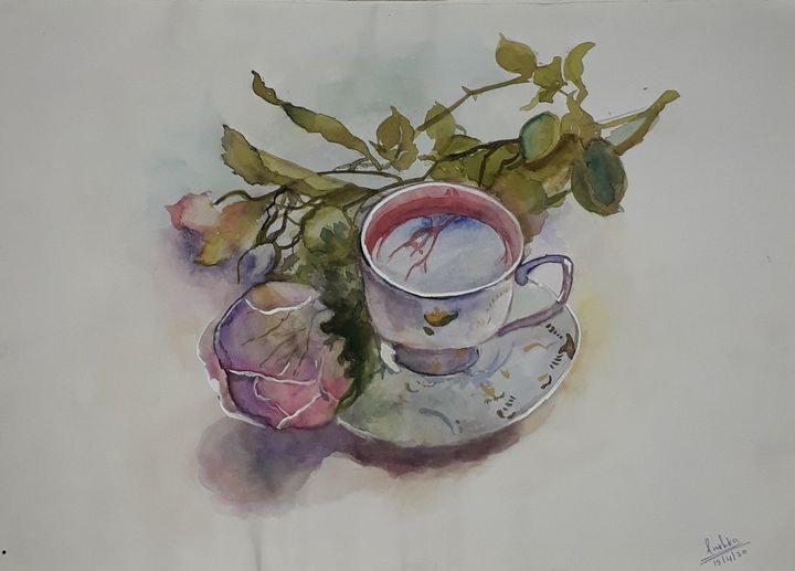 La vie en rose - Anushka - Paintings & Prints, Still Life, Tableware ...