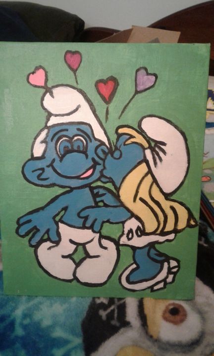 smurf love canvas painting - dj80 - Paintings & Prints, Abstract, Other ...