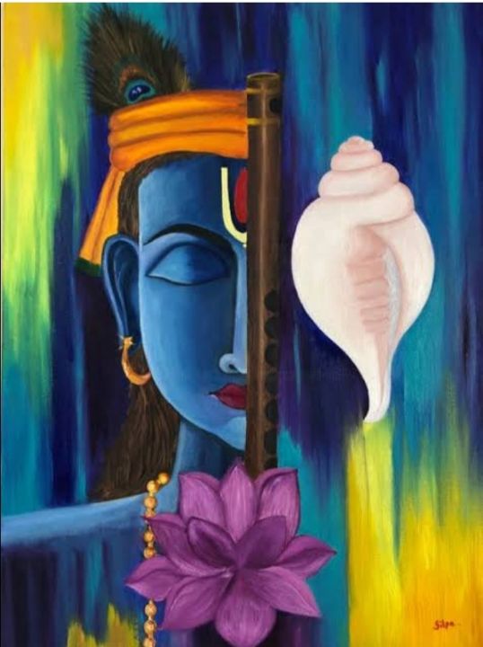 Krishna - PIKU art gallery Artist Rishi - Paintings & Prints, Abstract ...