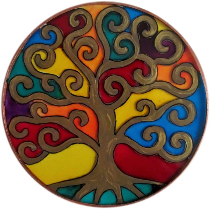 Tree of life colors (round) - Alexandra Arts - Paintings & Prints ...