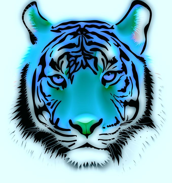Blue-green tiger - Alexandra Arts - Digital Art & AI, Animals, Birds ...