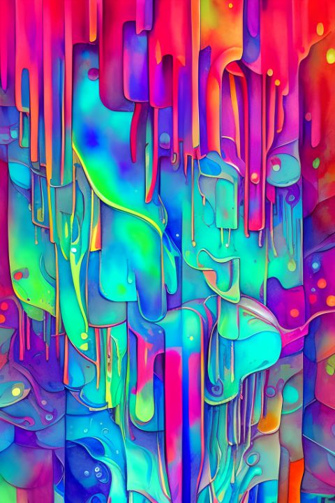 dripping Paint Neon abstract cubism - Dean Lincoln Hargrove - Digital ...