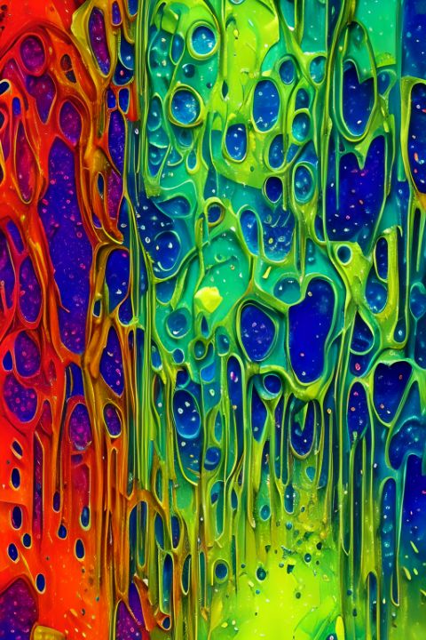 Dripping Paint neon abstract Cubism - Dean Lincoln Hargrove - Digital ...