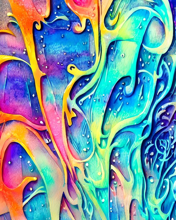 Dripping paint neon abstract cubuism - Dean Lincoln Hargrove - Digital ...