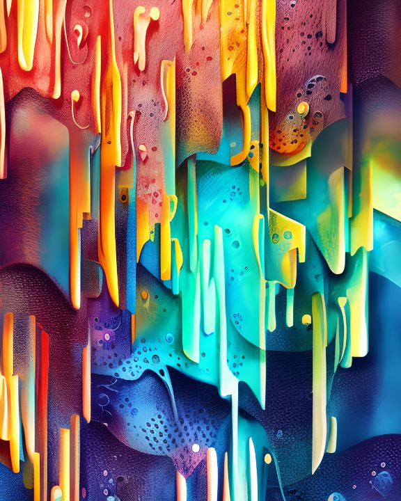 Dripping Paint Neon Abstract Cubism - Dean Lincoln Hargrove - Digital ...