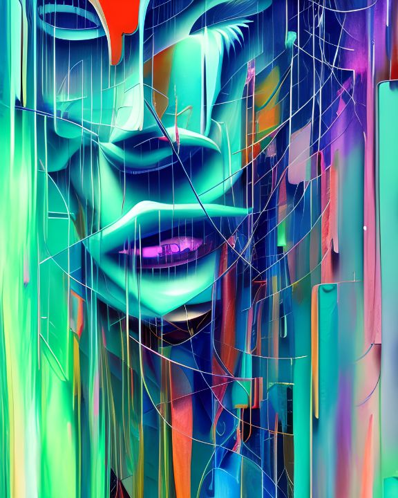 Bright Neon Abstract cubism - Dean Lincoln Hargrove - Digital Art ...