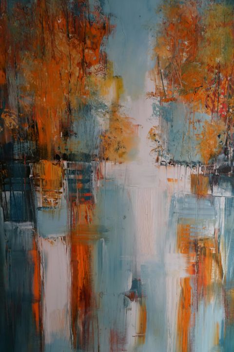 Teal Abstract Painting - Impress Art Studio - Paintings & Prints ...