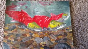 Salmon Spawning in sunlight - Wild Rustic Art - Paintings & Prints ...