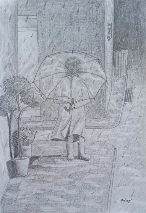 Rainy night - Creative me - Drawings & Illustration, People & Figures ...