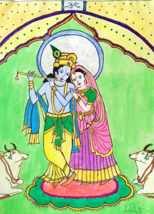 Radhe Krishna - MEERA'S GALLERY - Drawings & Illustration, Ethnic ...
