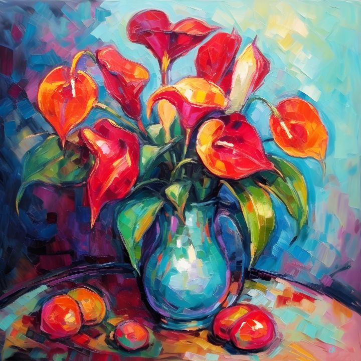 "Fiery Anthuriums" - Chris Rutledge - Paintings & Prints, Flowers ...
