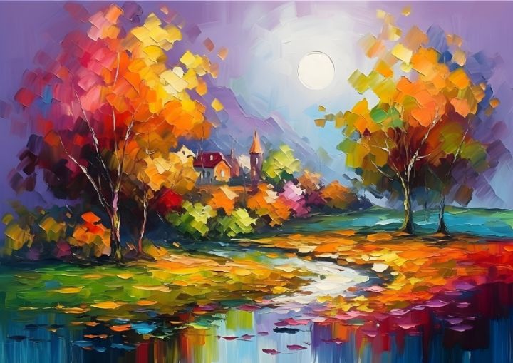 "Fall Stream at Castle Farms" - Chris Rutledge - Paintings & Prints ...