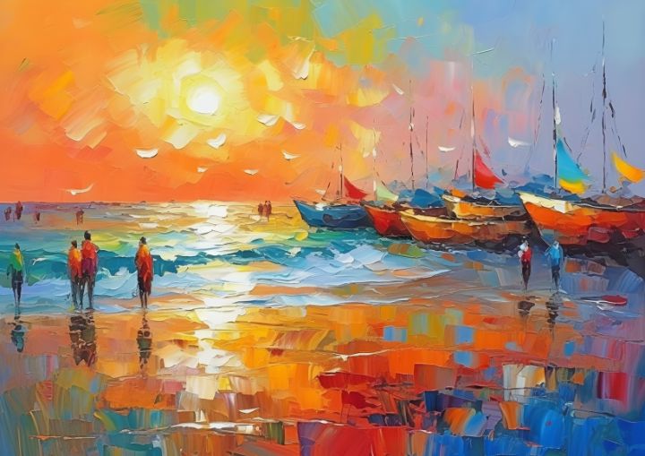 "Newport Summer Sunset" - Chris Rutledge - Paintings & Prints ...
