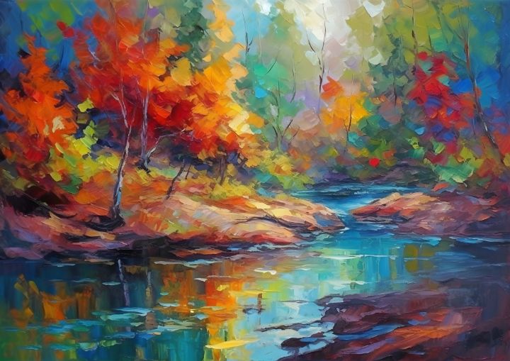 "Ablaze in Autumn: Passage Creek" - Chris Rutledge - Paintings & Prints ...