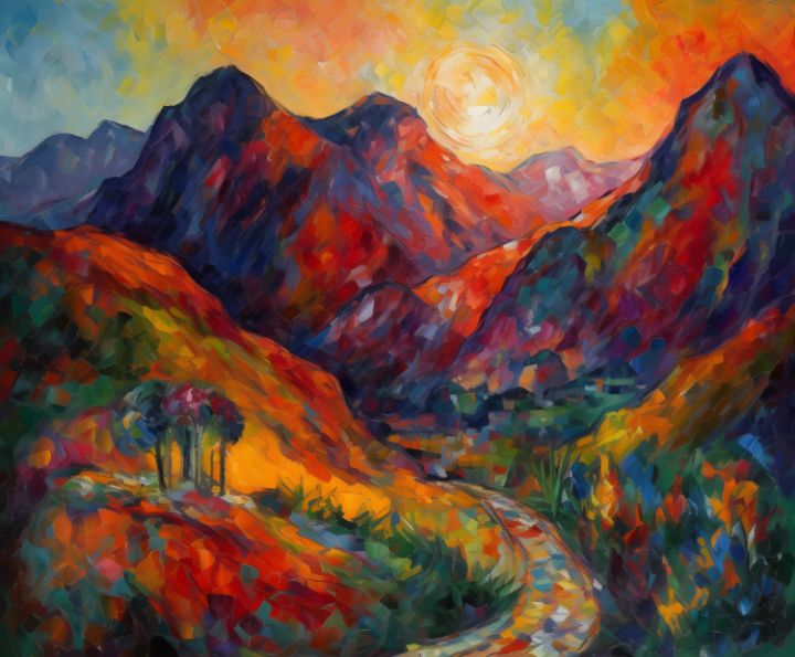 "Sunset at Red Rocks" - Chris Rutledge - Paintings & Prints, Landscapes ...