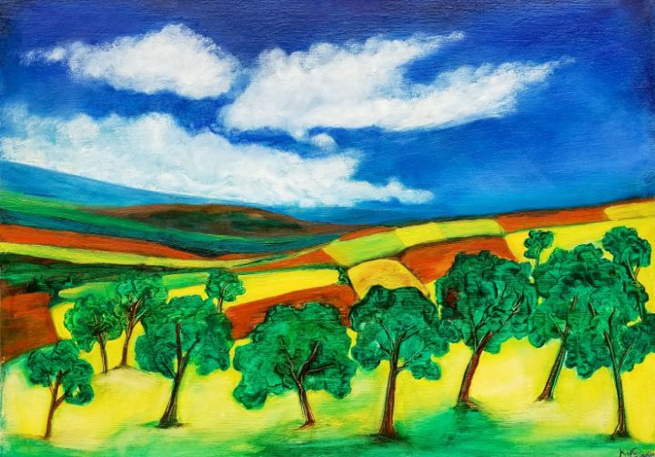 The Valley Orchard. - Kevin Blake - Paintings & Prints, Landscapes ...