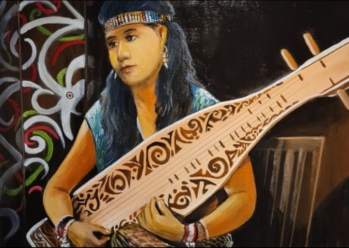 Kayan Girl with Sape - Dr. Ibrahim Morshidi - Paintings & Prints ...