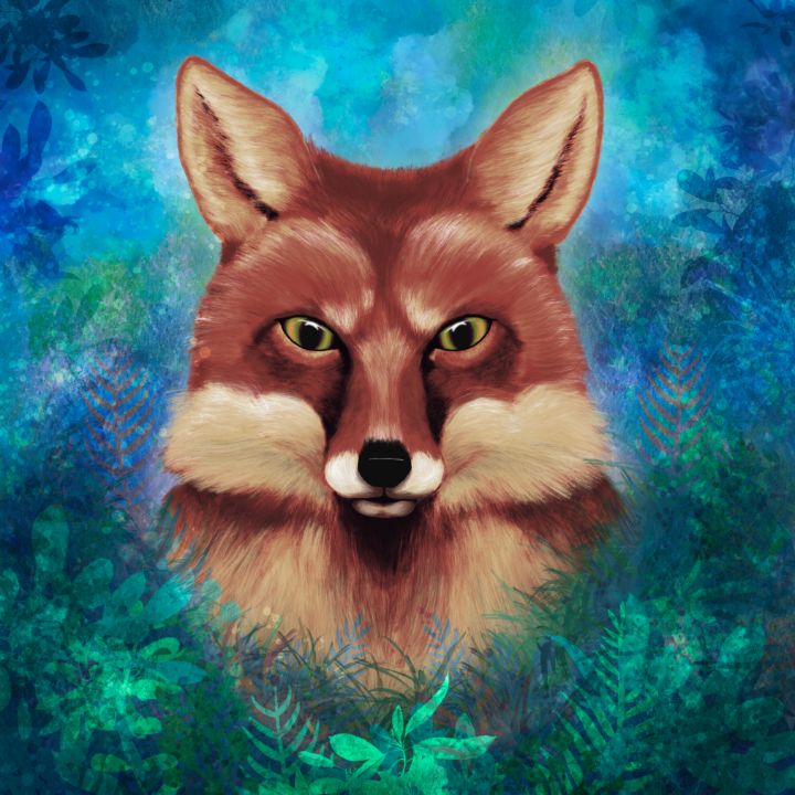 Fox in the Enchanted Garden - Ketz - Digital Art & AI, Animals, Birds ...