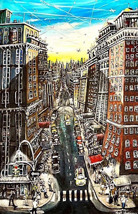 Downtown - Kurt Hardcastle - Paintings & Prints, Buildings ...