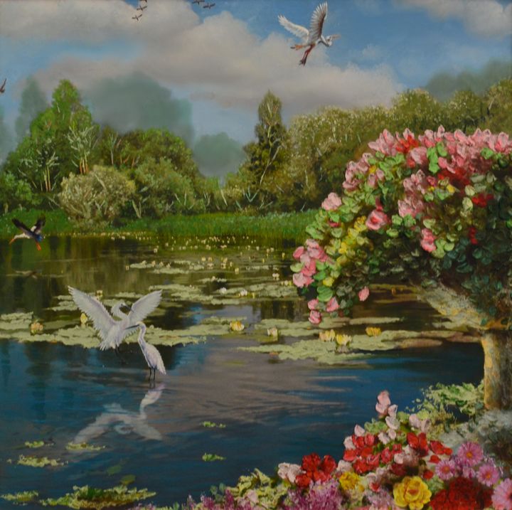 landscape Storks - gallery Abdul Razzak Zaarur - Paintings & Prints ...