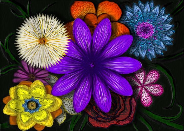 Bunch of Flowers - Shattered Ink WA by Paint Girl - Digital Art ...