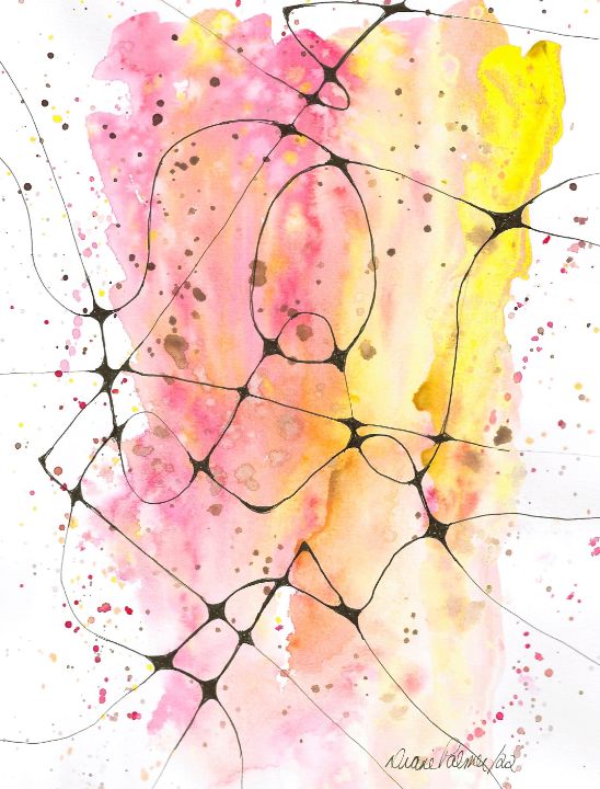 Pink Abstract Geometric Neurography - A Brush with the Past - Paintings ...