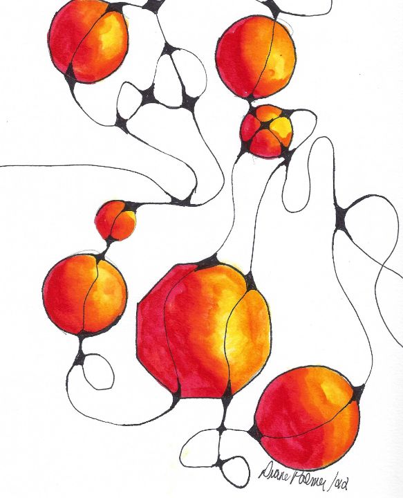 Red Yellow Abstract Circle Art - A Brush with the Past - Paintings ...